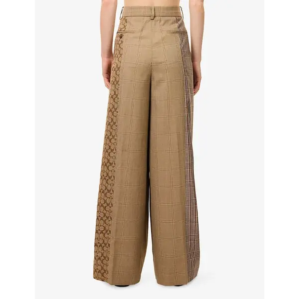 COACH Monogram-pattern Wide-leg Wool-blend Trousers