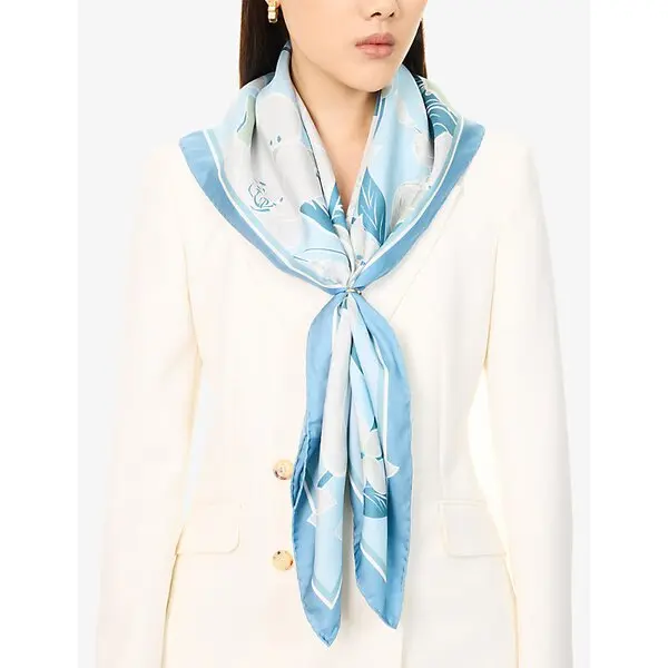 ARTFEENA Floral-print Square Silk Scarf 95cm X 95cm