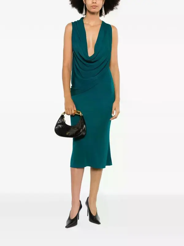 TOM FORD Draped Neckline Sleeveless Midi Dress - Blue