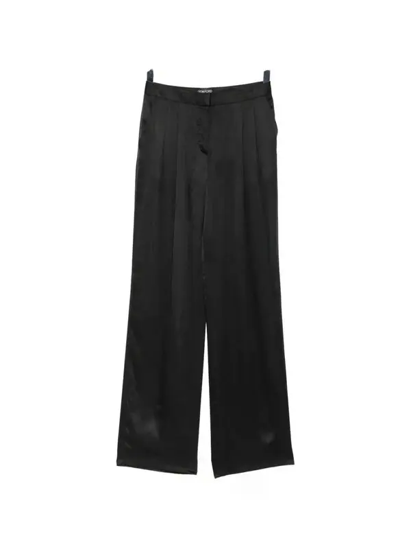 TOM FORD Silk Pleated Trousers - Black