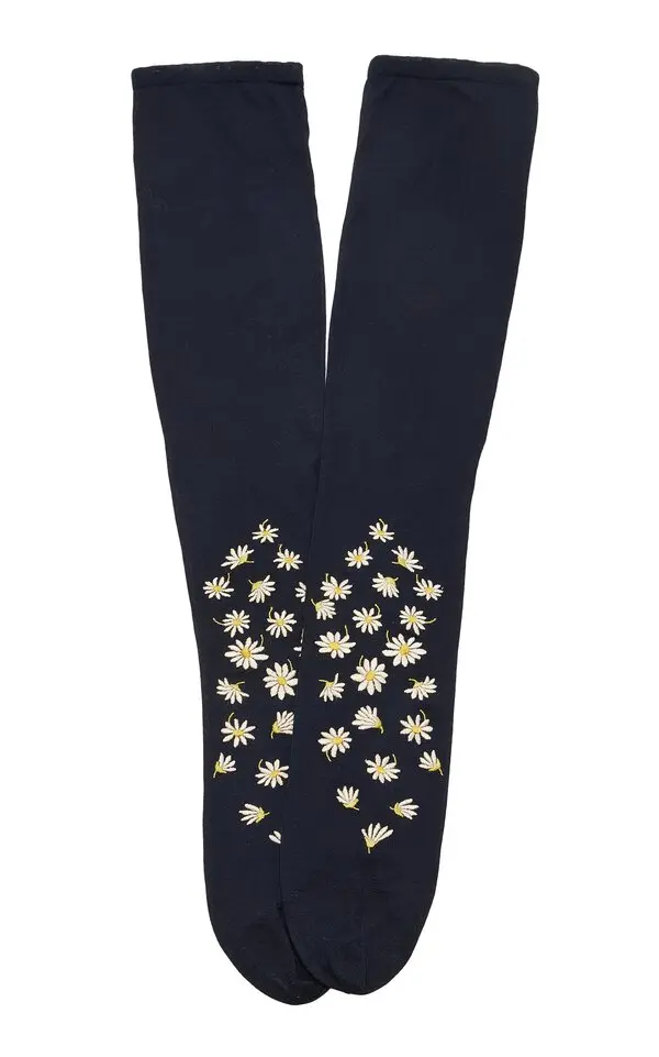 Prada Embroidered Knee-high Socks - Floral