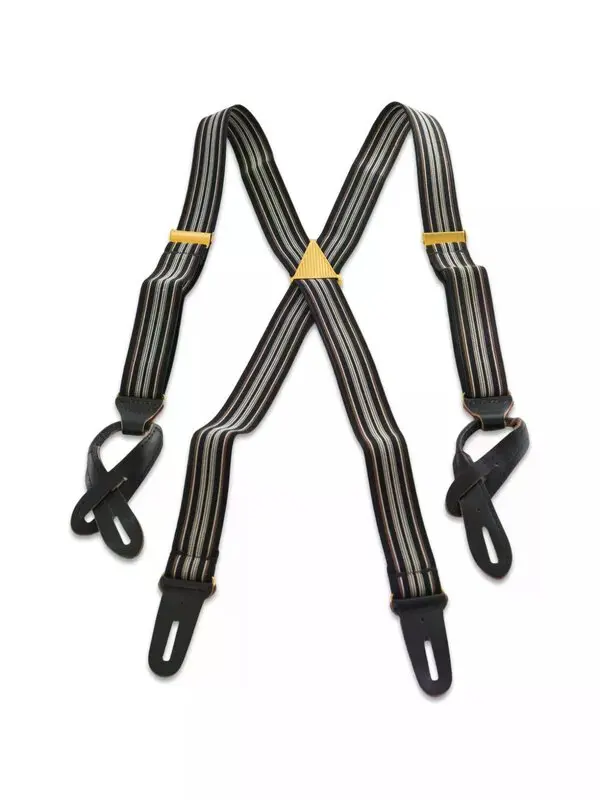TAIGA TAKAHASHI Multi-stripe Leather-trim Braces - Black