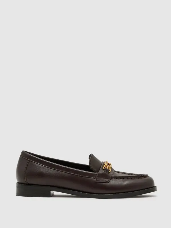 REISS Leather Hardware-detail Loafers