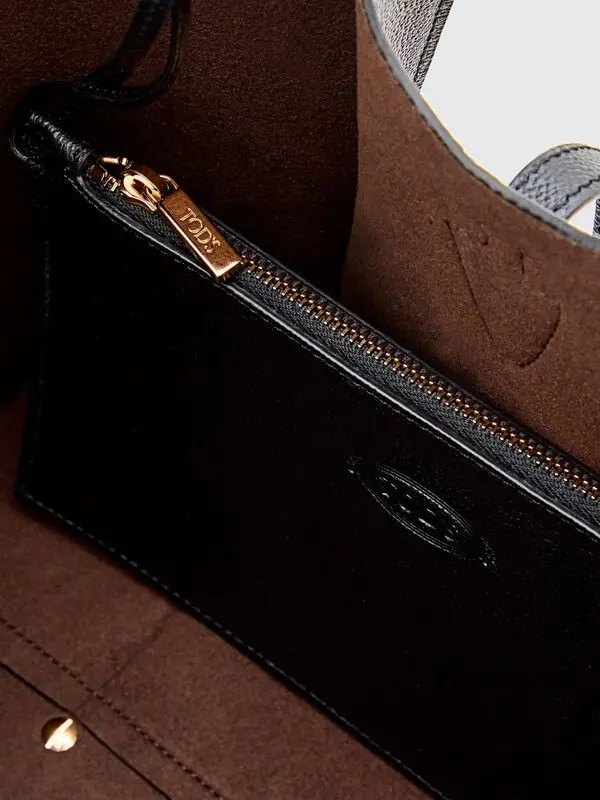 TOD'S T Timeless Grained Calfskin Shoulder Bag With Double Handle