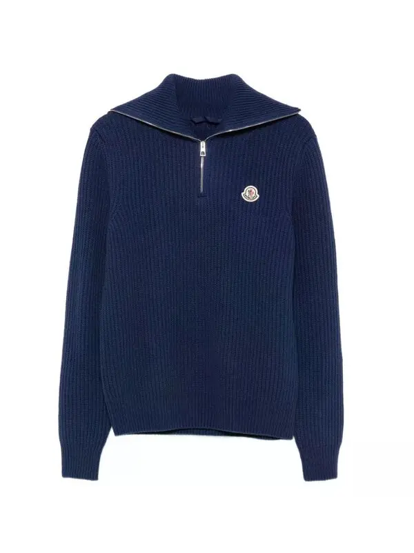 Moncler Ribbed-knit Quarter-zip Sweater