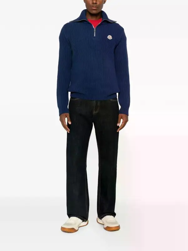 Moncler Ribbed-knit Quarter-zip Sweater