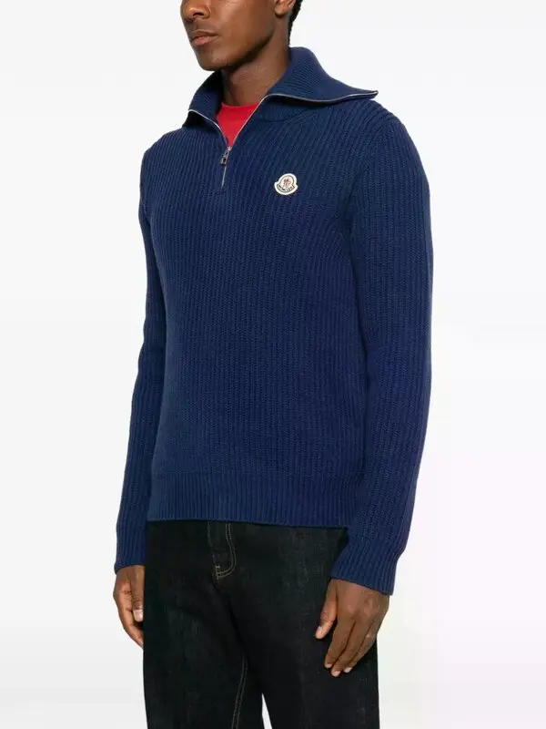 Moncler Ribbed-knit Quarter-zip Sweater