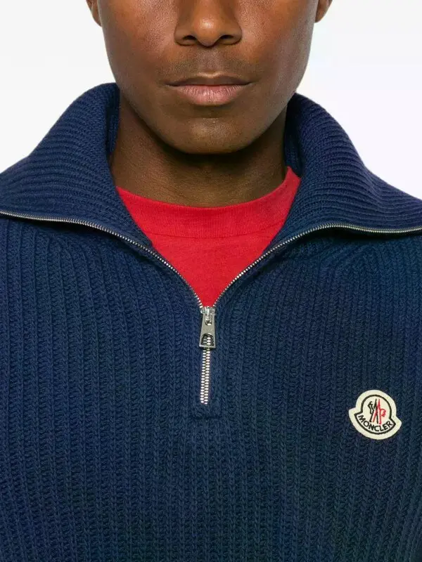 Moncler Ribbed-knit Quarter-zip Sweater