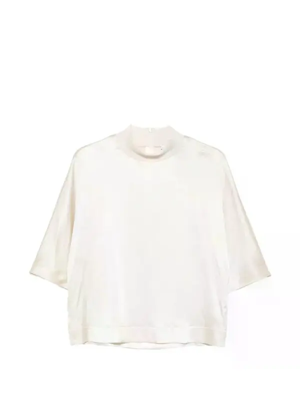 Peserico High-neck Short-sleeve Top - Neutrals