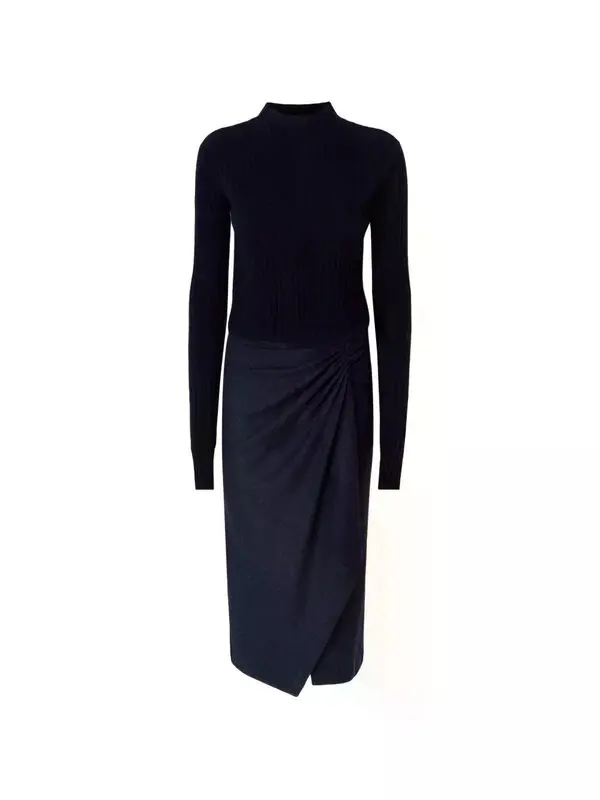 Pinko Ribbed-knit Pinstripe-pattern High-neck Long-sleeve Dress