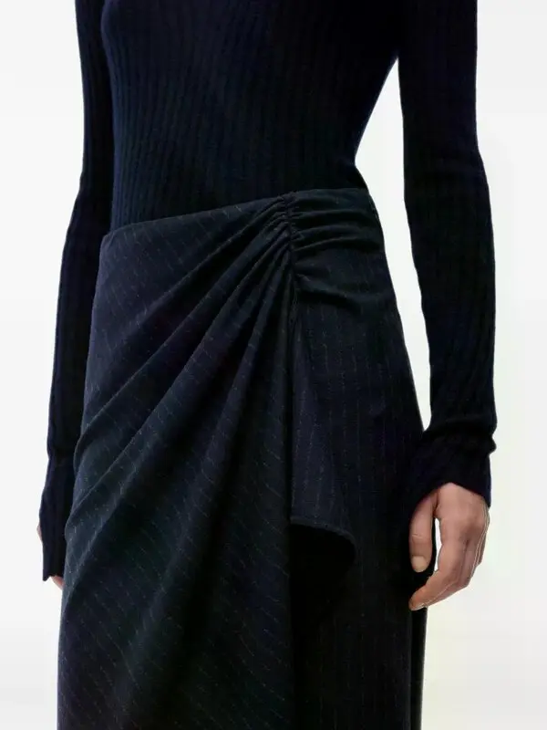 Pinko Ribbed-knit Pinstripe-pattern High-neck Long-sleeve Dress