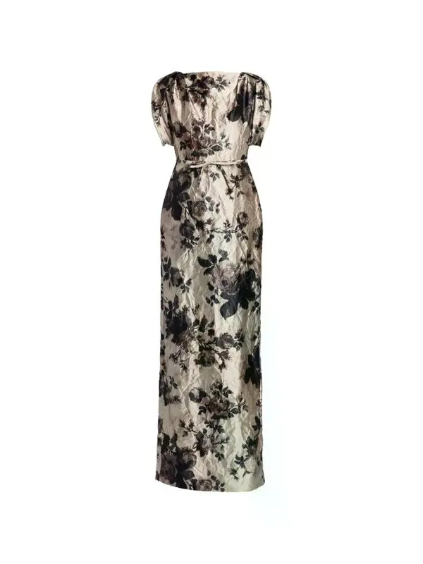 Erdem Floral-print Textured-satin Gown - Neutrals