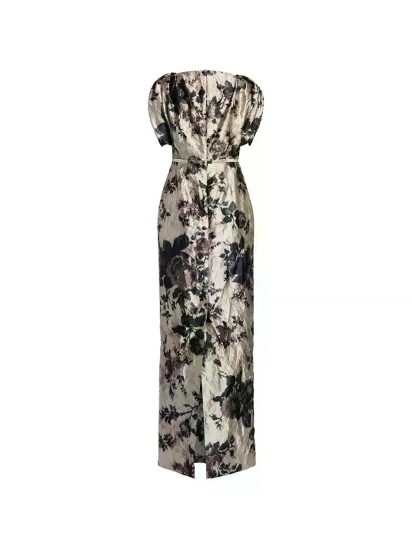 Erdem Floral-print Textured-satin Gown