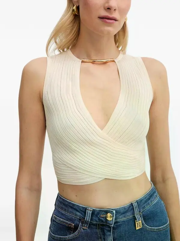 Elisabetta Franchi Ribbed Crossover Top