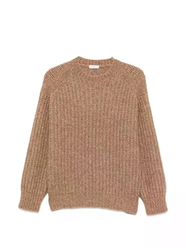 Peserico Ribbed Knit Raglan Sleeve Sweater - Brown