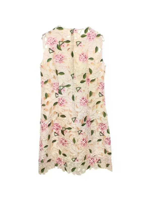 Dolce & Gabbana 2000s Floral Embroidered Mini Dress - Neutrals