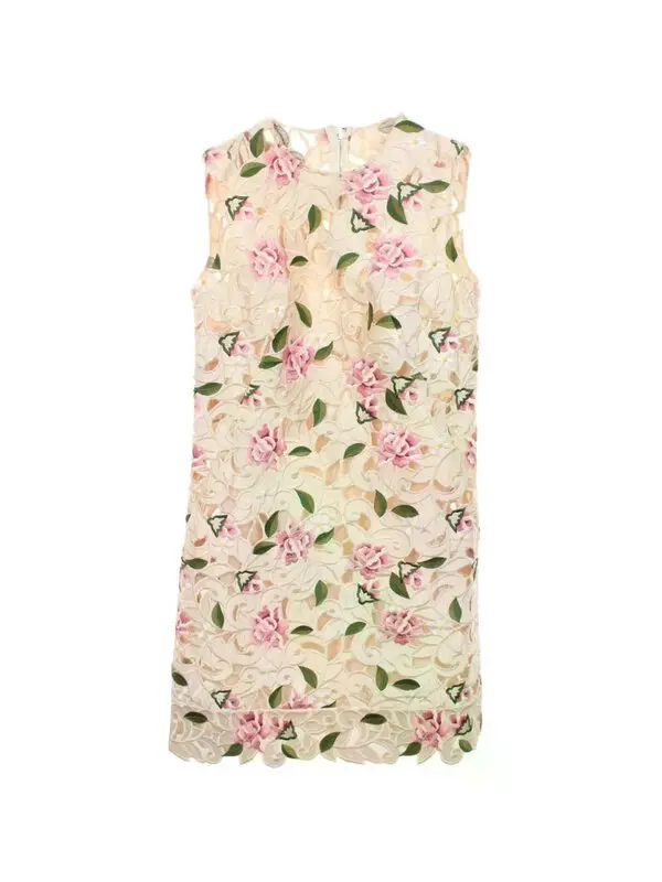 Dolce & Gabbana Sleeveless Embroidered Mini Dress - Neutrals