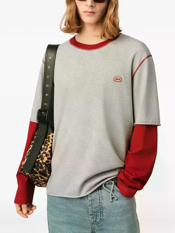 AMI Paris Double-sleeves Cotton T-shirt With Patch