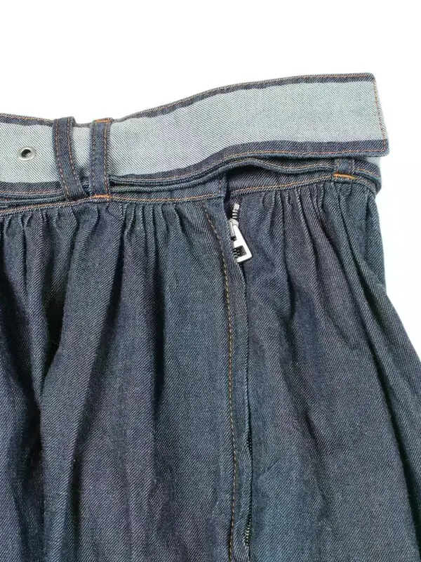 Dior Belted Denim Tiered Midi Skirt