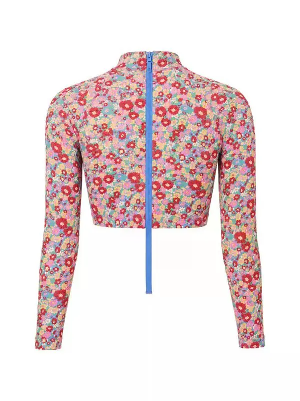 Rip Curl Floral Print Tie Detail Rash Guard