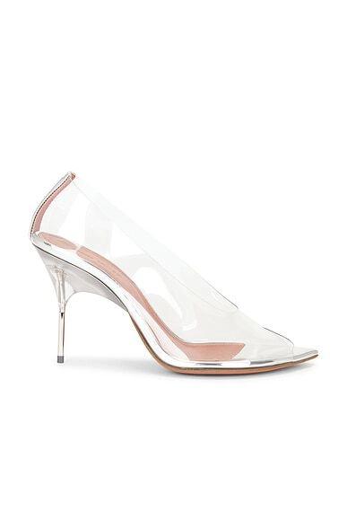 Amina Muaddi Bianca 95 Glass Peep Toe Pump - Transparent