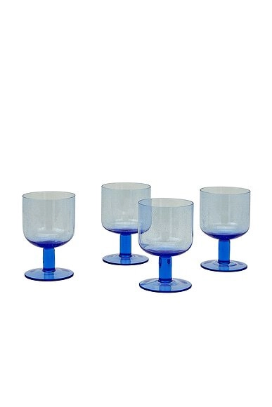 HAWKINS NEW YORK Simple Seeded Glassware Set Of 4 - Blue