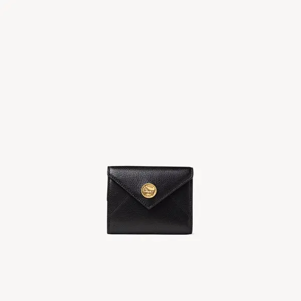 Chloé Small Envelope Tri-fold In Grained Leather - Black