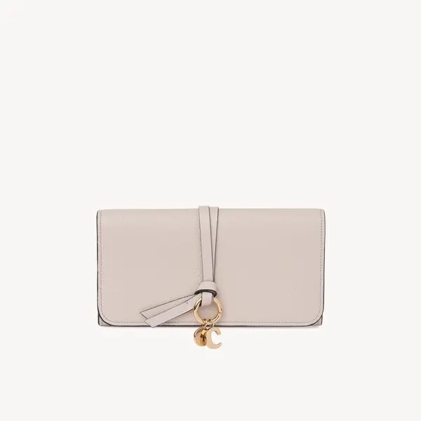 Chloé Alphabet Wallet With Flap In Grained Leather - Wild Grey