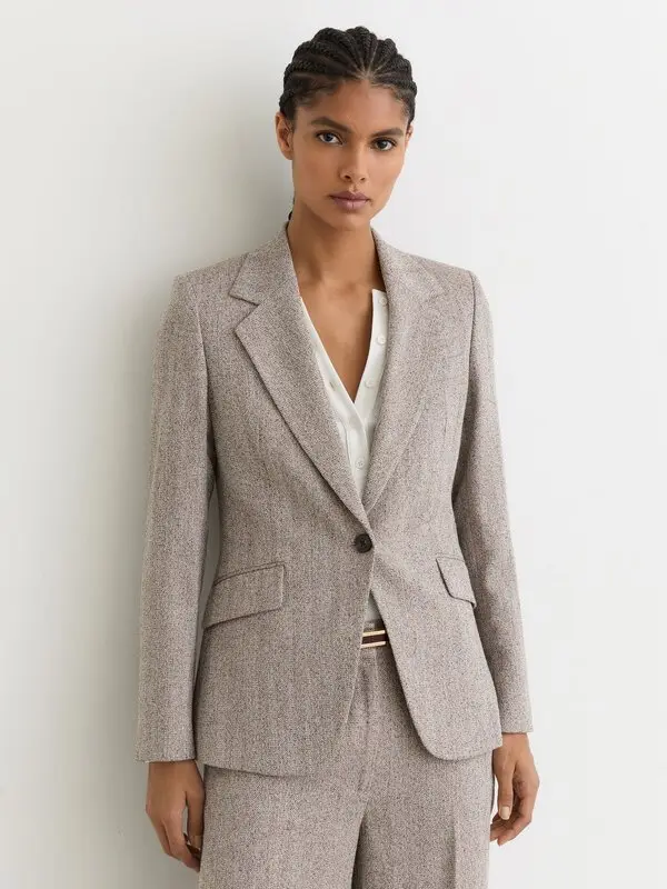 REISS Single-breasted Textured Blazer
