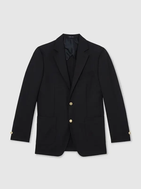 REISS Captain Hopsack Single-breasted Classic-fit Blazer With Wool