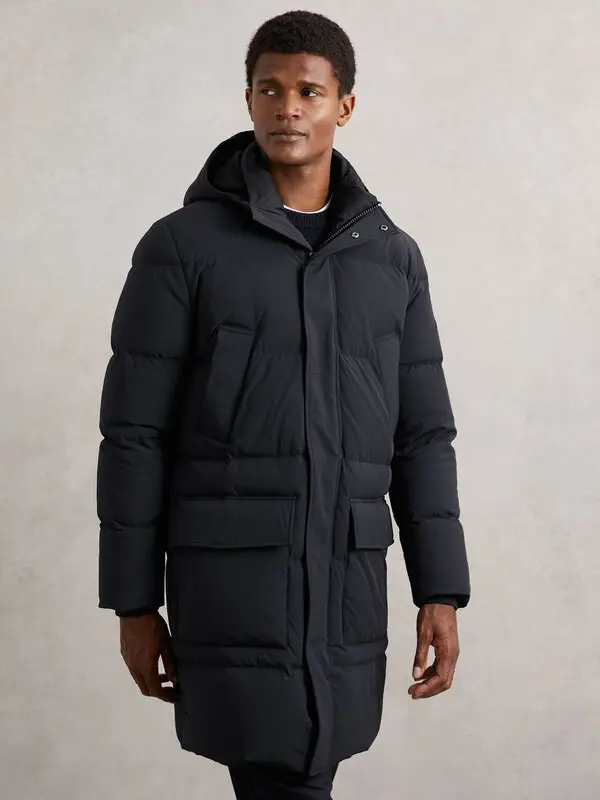 REISS Longline Quilted Puffer Jacket
