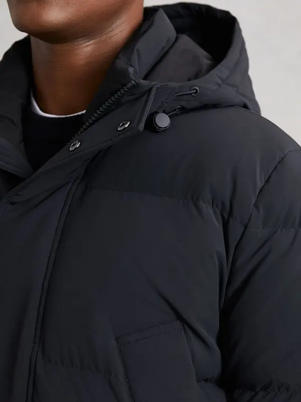 REISS Longline Quilted Puffer Jacket