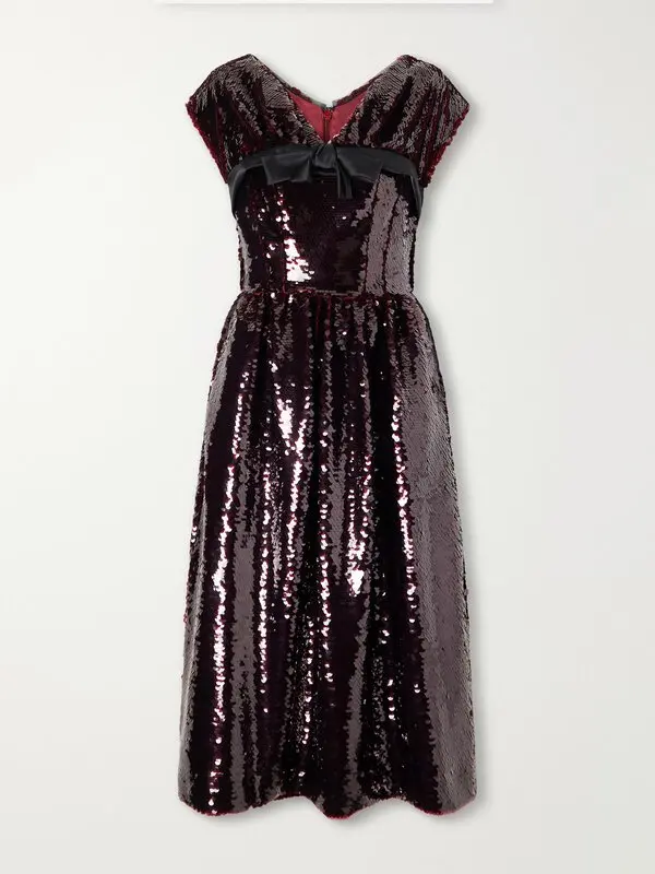 Simone Rocha Sequined Midi Dress With Bow Detail
