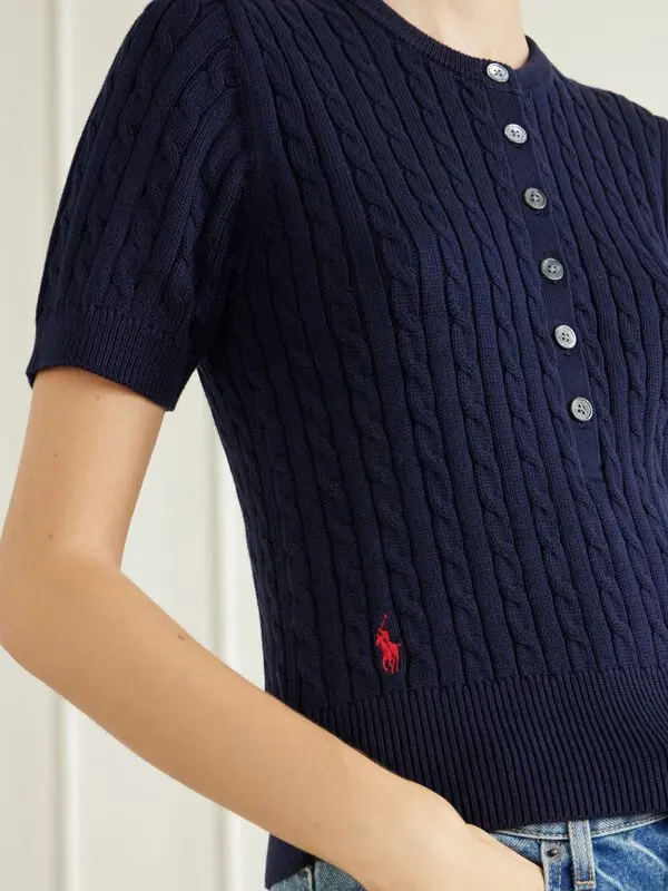 Polo Ralph Lauren Cable-knit Cotton Henley Sweater