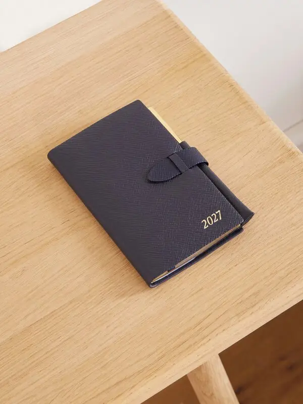 Smythson Pastegrain 2027 Panama Textured-leather Diary With Pencil