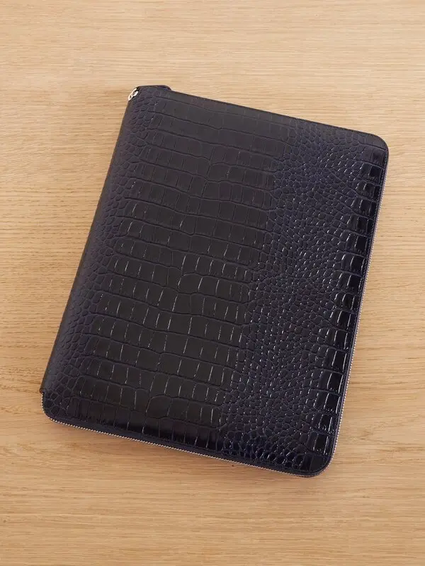 Smythson Mara Croc-embossed Leather A4 Folder