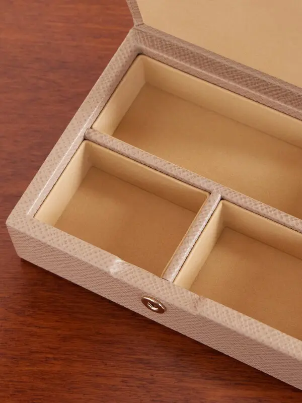 Smythson Panama Textured-leather Jewelry Box