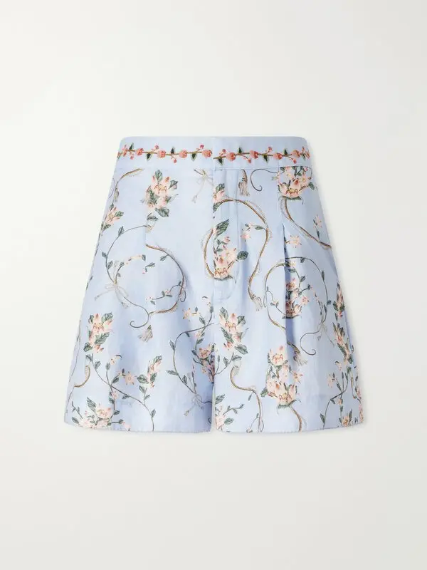 Agua Bendita Maratea Navegante Printed Linen Shorts - Blue