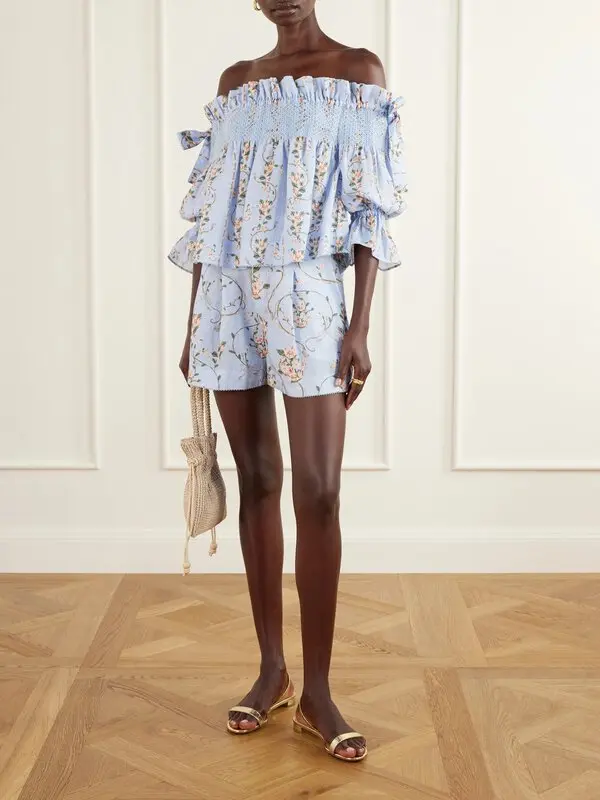 Agua Bendita Maratea Navegante Printed Linen Shorts