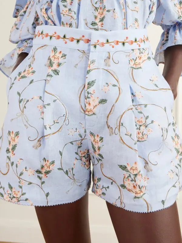 Agua Bendita Maratea Navegante Printed Linen Shorts