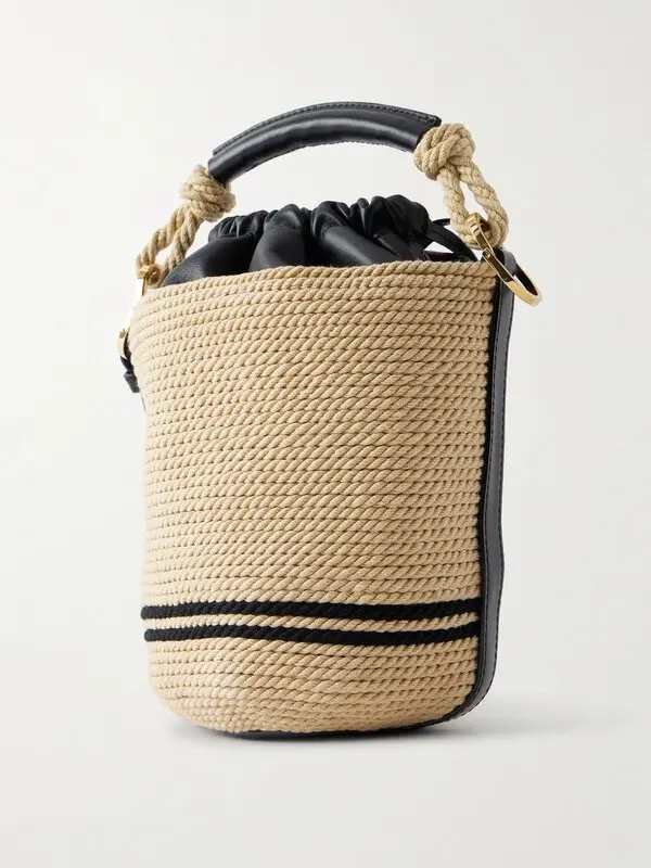 Chloé Soleil Embroidered Cord And Leather Bucket Bag - Neutrals