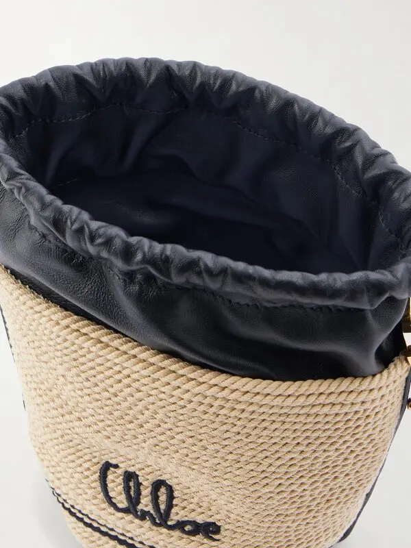 Chloé Soleil Embroidered Cord And Leather Bucket Bag - Neutrals
