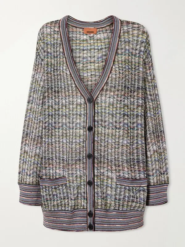 Missoni Striped Metallic Crochet-knit Cardigan - Multi