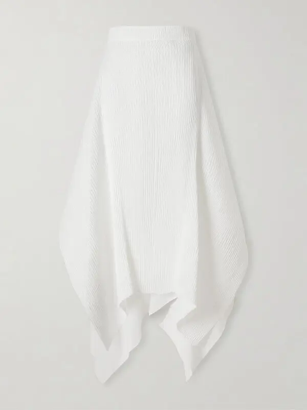 JW Anderson Asymmetric Plissè-crepe Midi Skirt - White