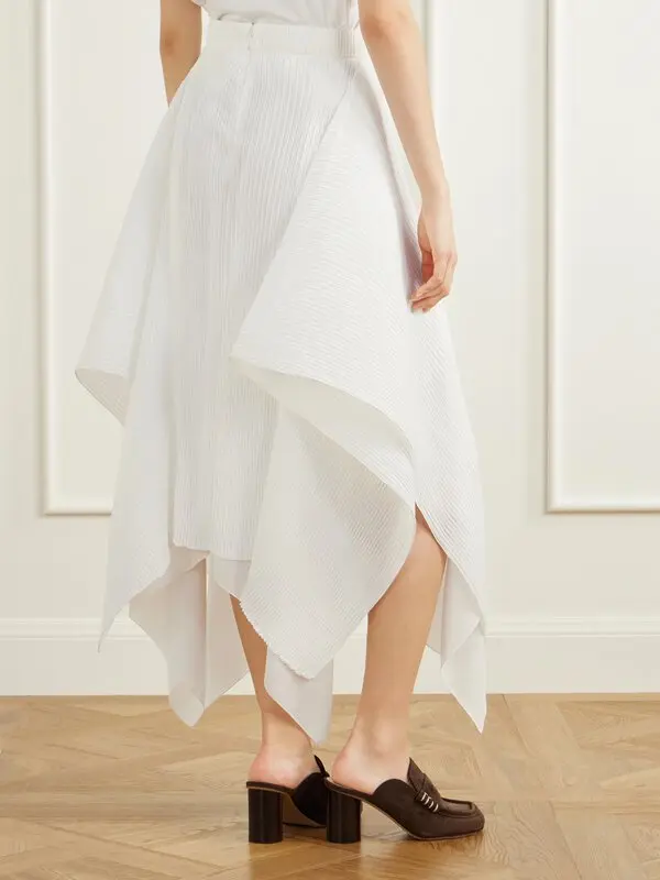 JW Anderson Asymmetric Plissè-crepe Midi Skirt