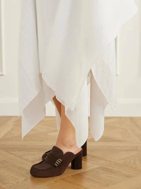 JW Anderson Asymmetric Plissè-crepe Midi Skirt