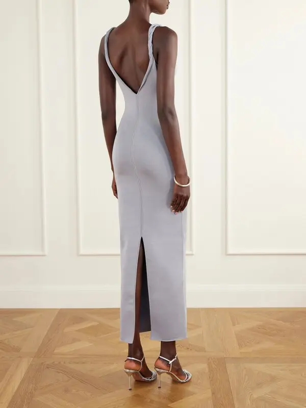 Galvan Twisted Tyra Stretch-knit Midi Dress