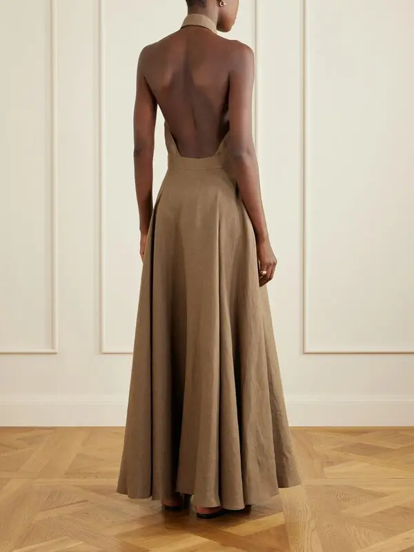 Ralph Lauren Eldered Halterneck Linen Maxi Dress