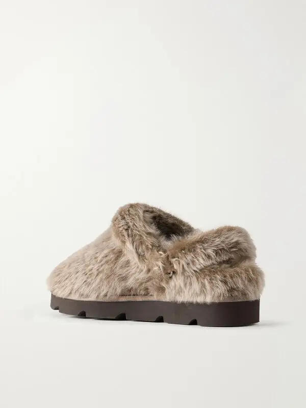 Brunello Cucinelli Monili Embellished Shearling Slip-ons
