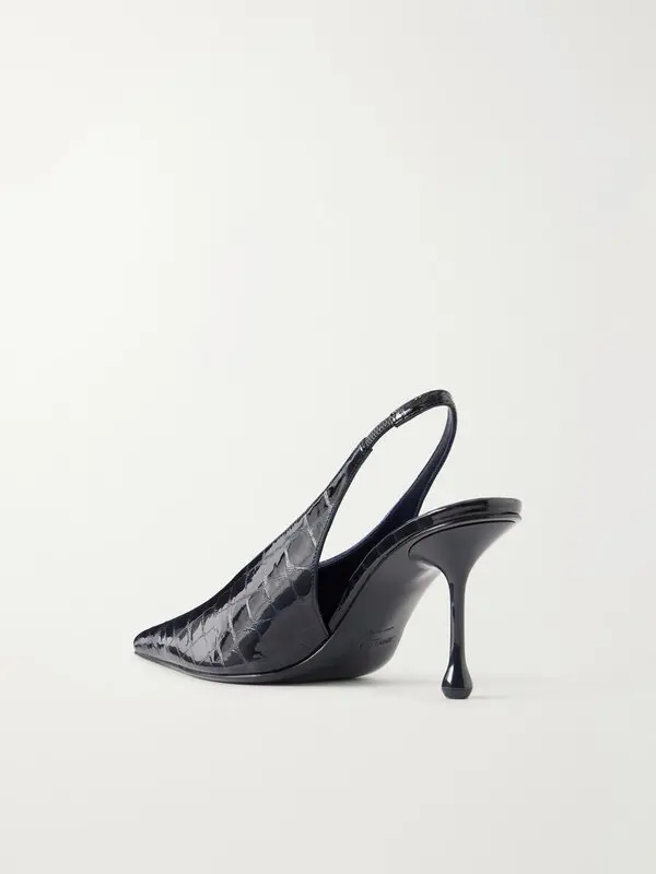 JIMMY CHOO Isa 80 Croc-effect Leather Slingback Pumps